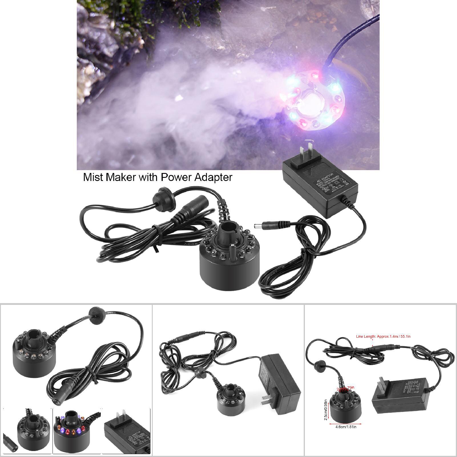 Generator de fum cu LED, 12 LED-uri, adaptor de alimentare, pentru ...