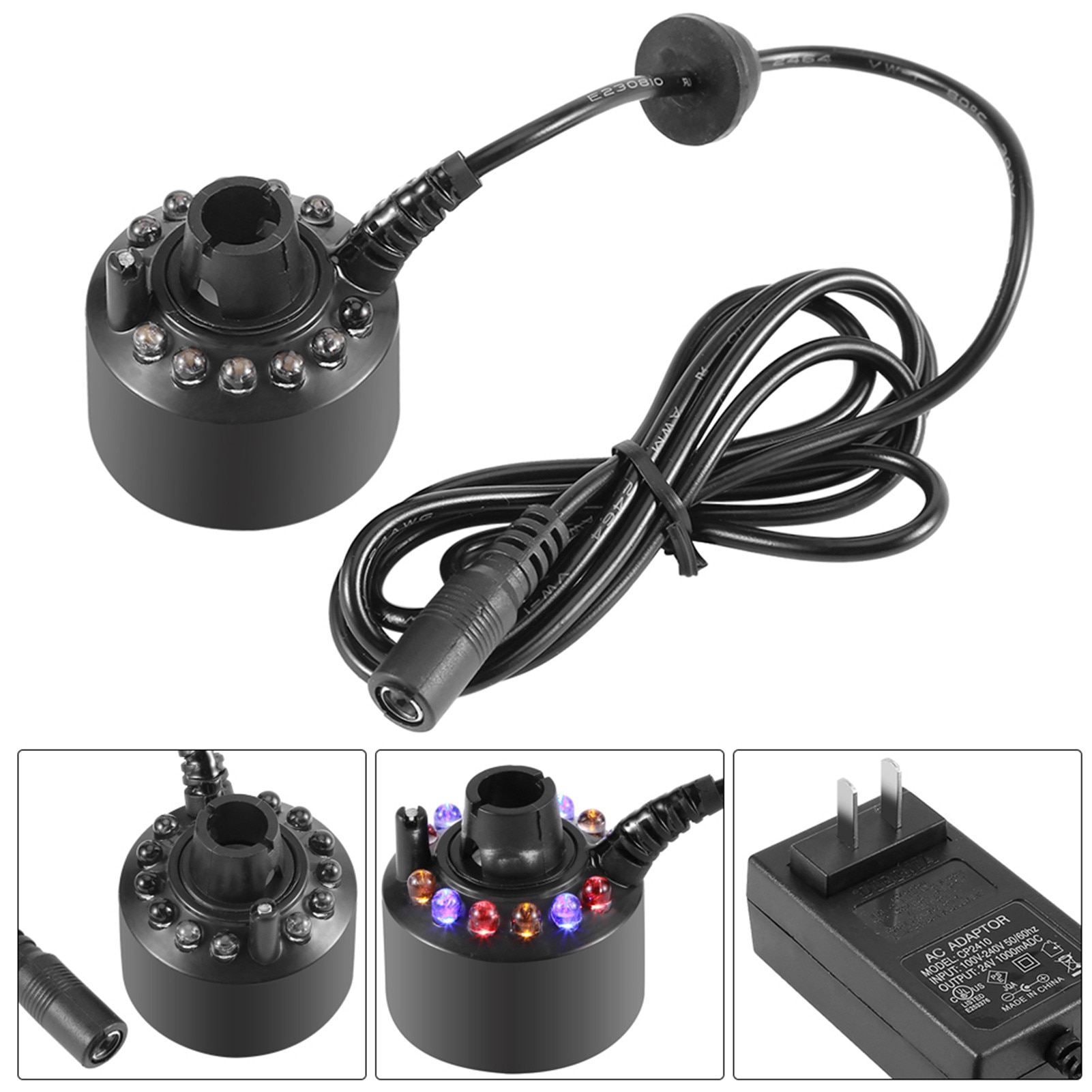 Generator de fum cu LED, 12 LED-uri, adaptor de alimentare, pentru ...