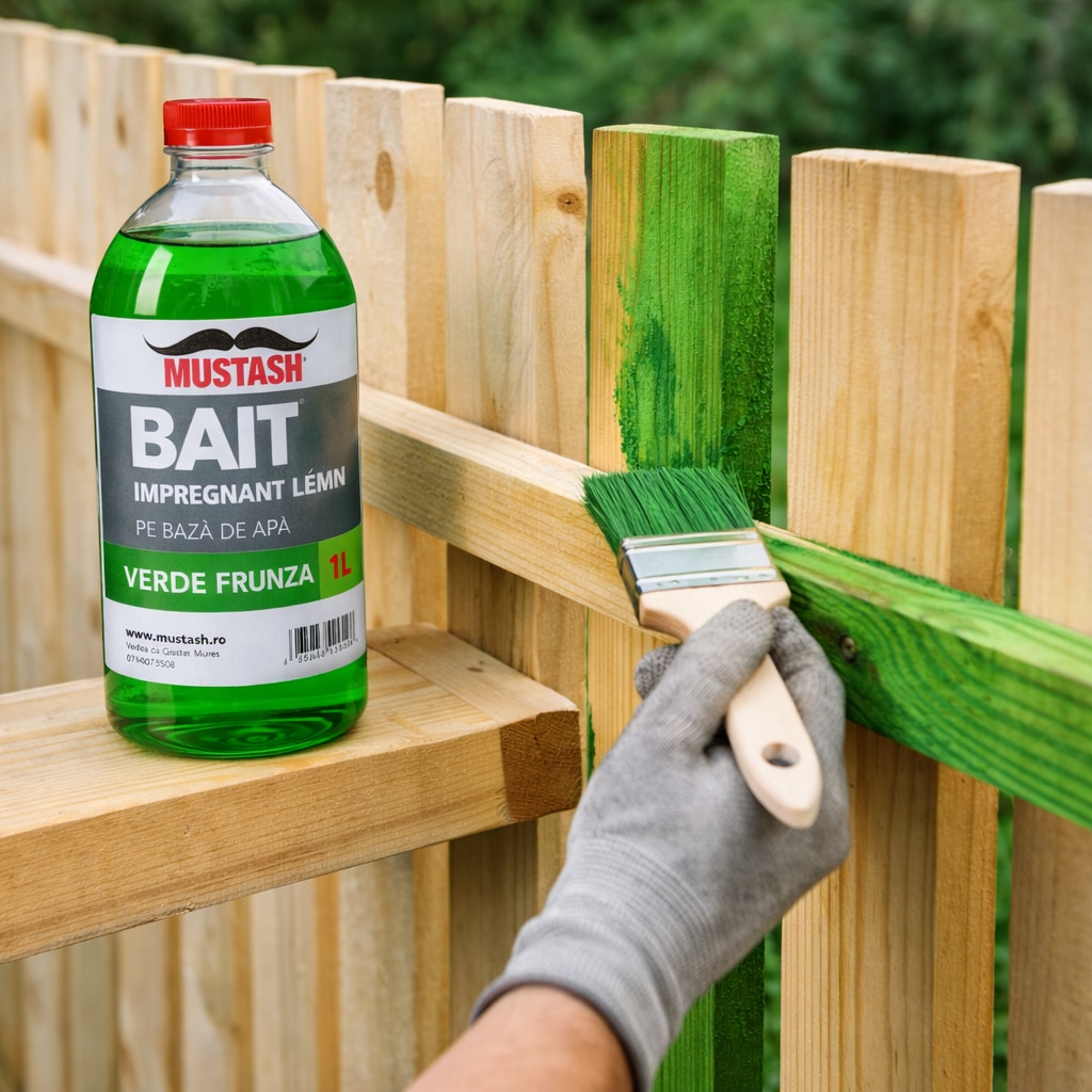Bait pentru lemn nuanta VERDE FRUNZA 1L Mustash – impregnant pe baza de ...