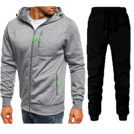Trening sport barbati, toamna/iarna, gri deschis/negru, XL INTL - eMAG.ro