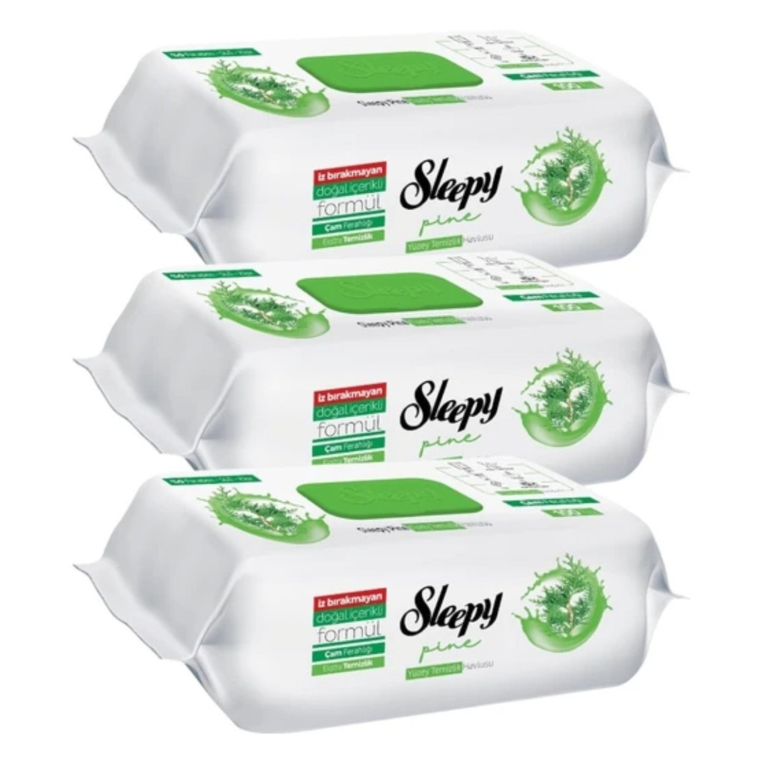 Set 3 x Servetele umede Sleepy, cu otet si bicarbonat, parfum de brad ...