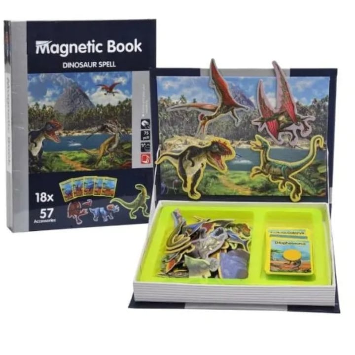 Carte Magnetica Educativa cu Dinozauri – Magnetic Book Dinosaur Spell ...