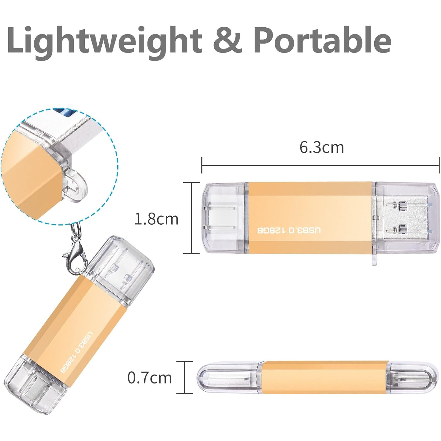 Stick USB 128GB, Tip C si USB 3.0, transfer rapid, aurie - eMAG.ro
