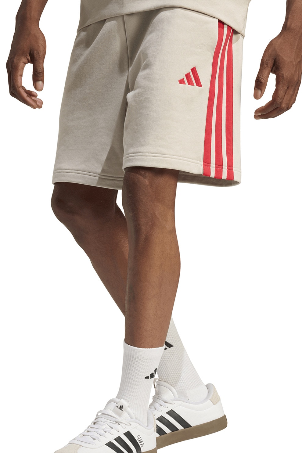 adidas Sportswear, Bermude Essentials 3-Stripes, Rosu, Alb murdar, 2XL ...