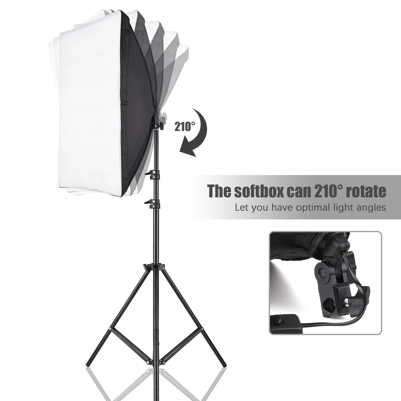 Set de softbox-uri pentru fotografie, 50x70cm, inaltime trepied 2m ...