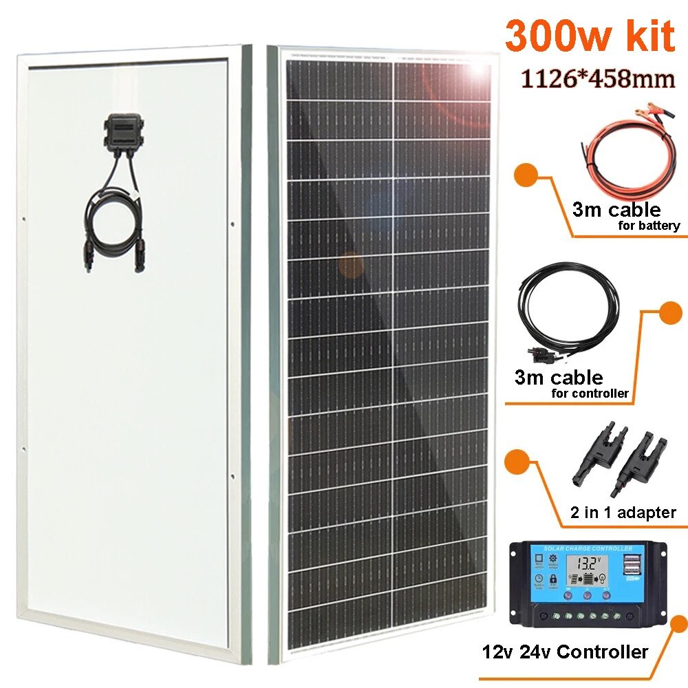 Panou solar, 300W, 12V/24V, monocrystalline, dimensiuni 1126x458x25mm ...