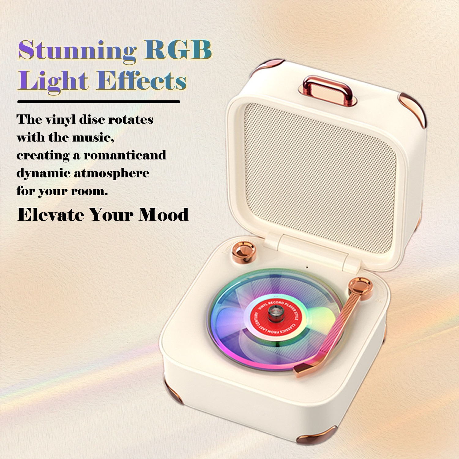 Boxa Portabila, BYONDSELF®, Design Retro, Sunet 360°, 1200mAh, 9h ...