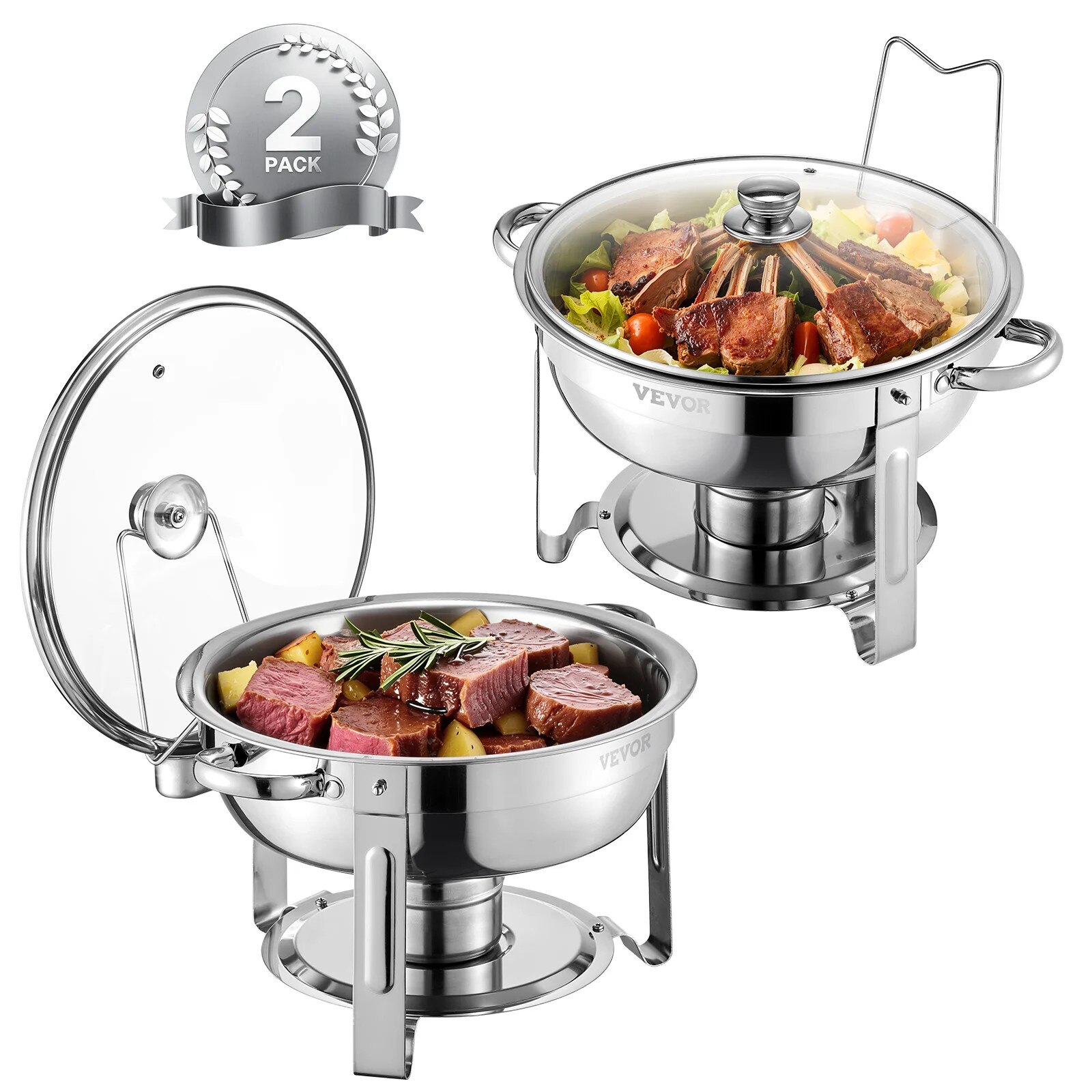 Tavi gastronorm, 2 pachete, inox, cu capac din sticla, dimensiuni ...