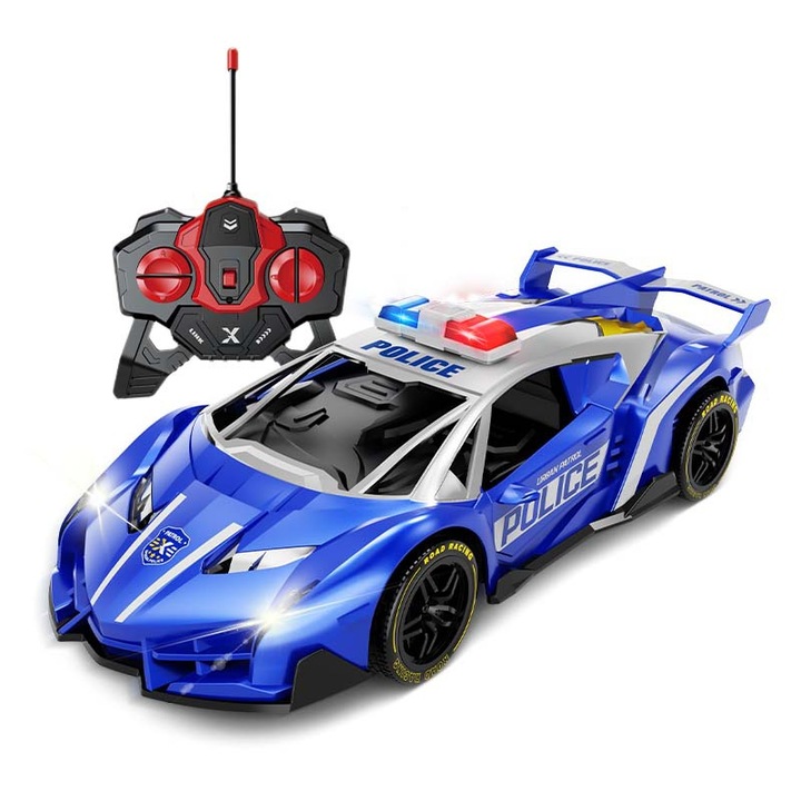 RC rendőrautó 1:18, elektromos töltés, LED lámpák, sodródás ...