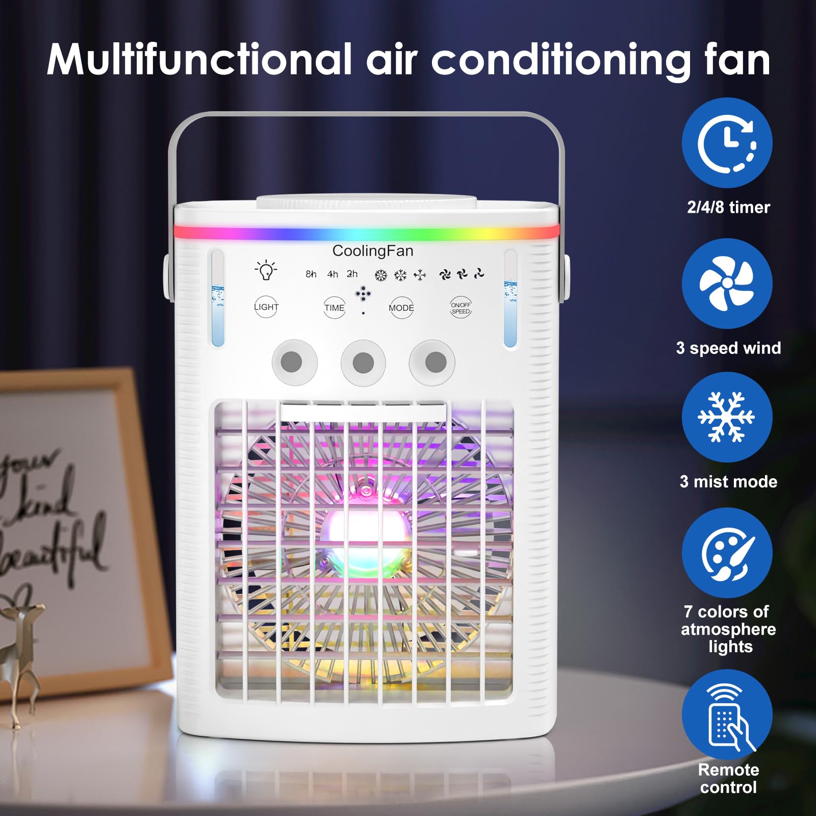 Ventilator de birou, Bedee, 3 viteze ale si moduri de pulverizare, Aer ...