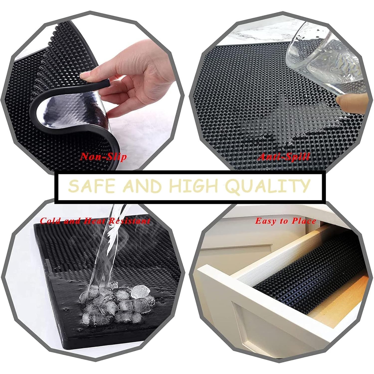 Suport bauturi, PVC, neagra, 30x15cm, rezistenta la apa, antiderapanta ...