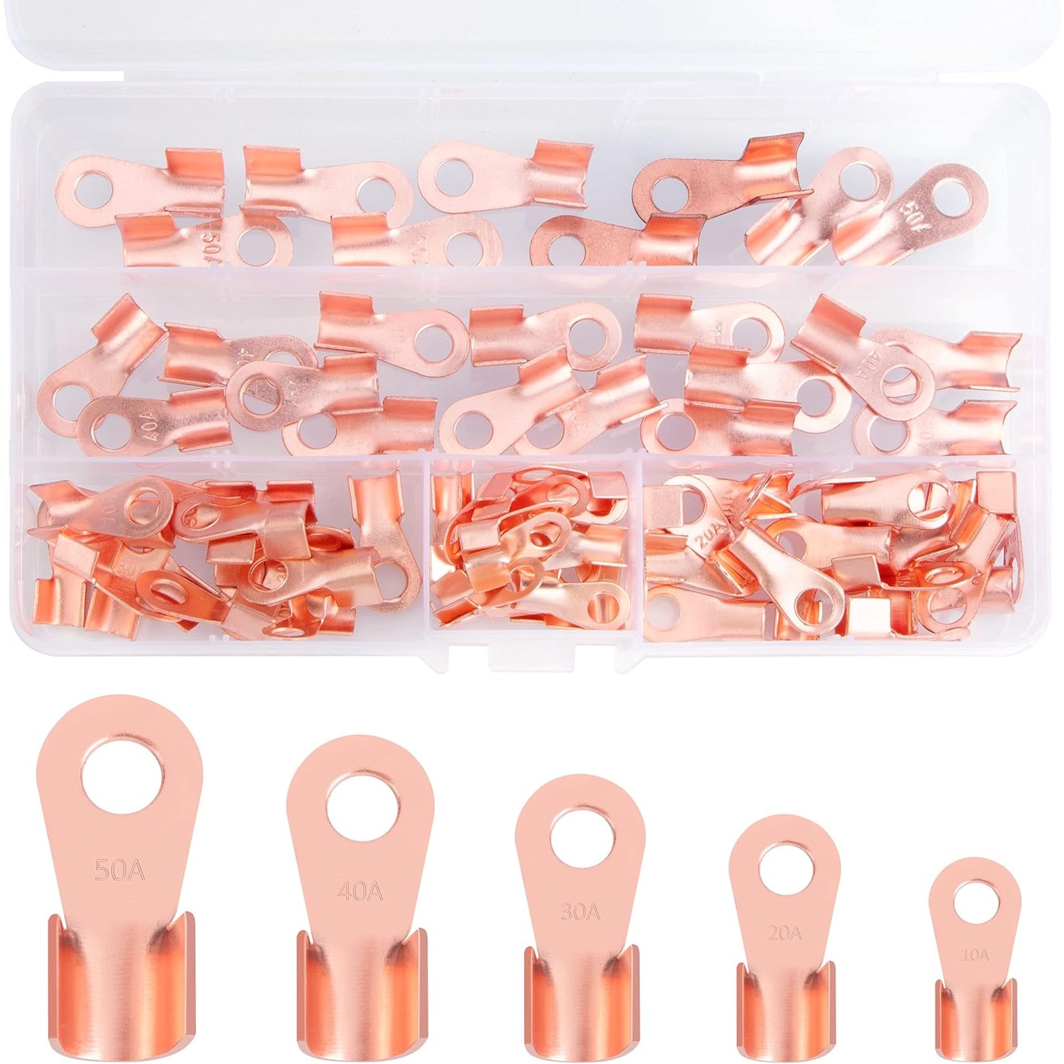Set 70 conectori, Pentru cabluri baterie din cupru, 10A, 20A, 30A, 40A ...