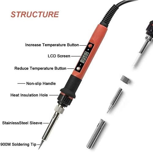 Kit de lipit 80W, pistol de lipit digital cu control termic, 5 varfuri ...