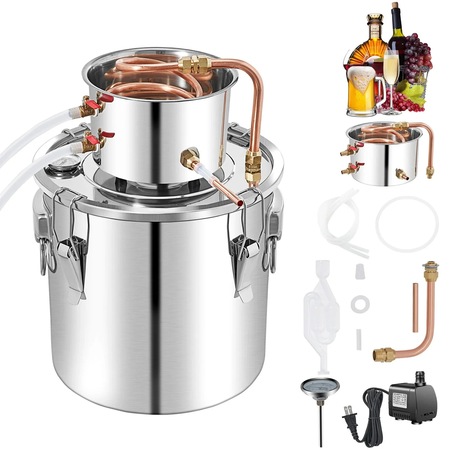 Kit distilare alcool 50L, cupru, argintiu, termometru, pompa de apa ...