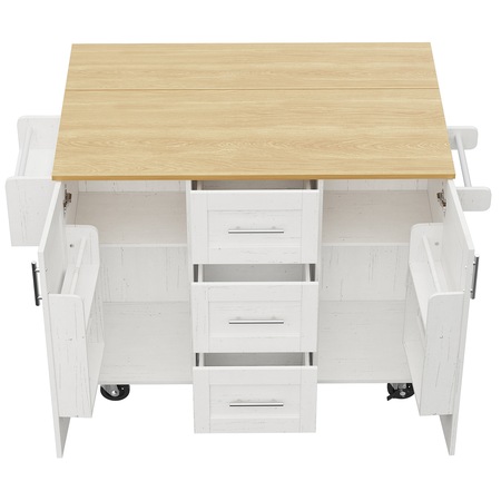 Set masa bucatarie, Sweiko, insula bucatarie alba, 3 sertare, 135x46 ...