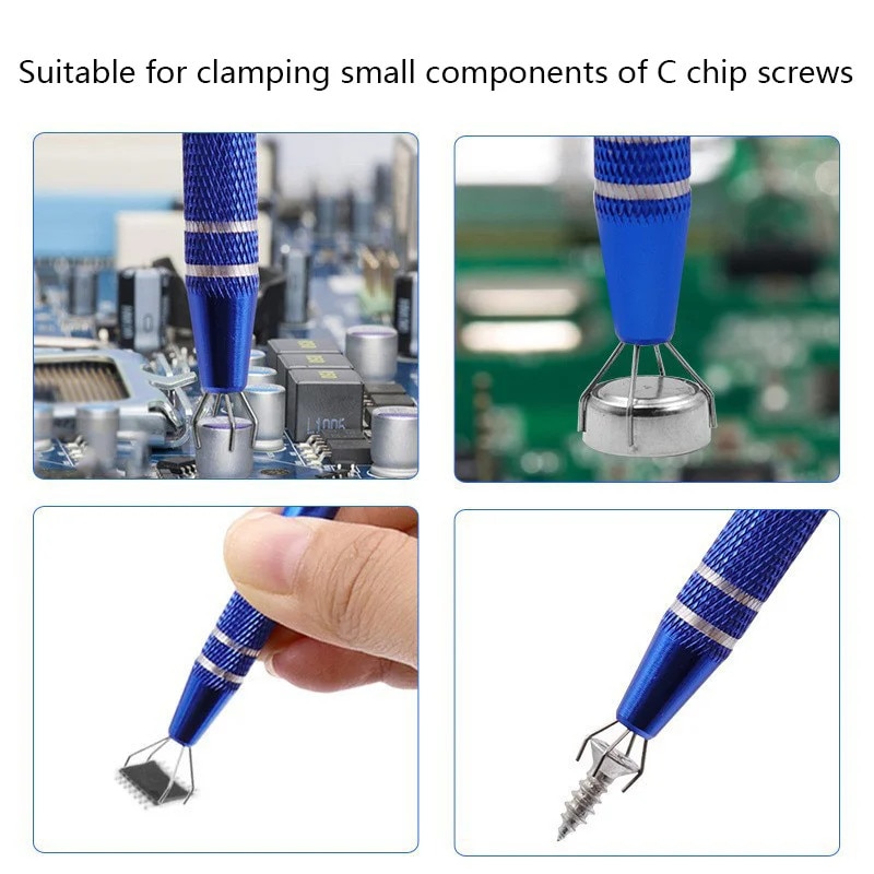 Penseta cu 4 gheare, prindere componente electronice, 120mm, aluminiu ...