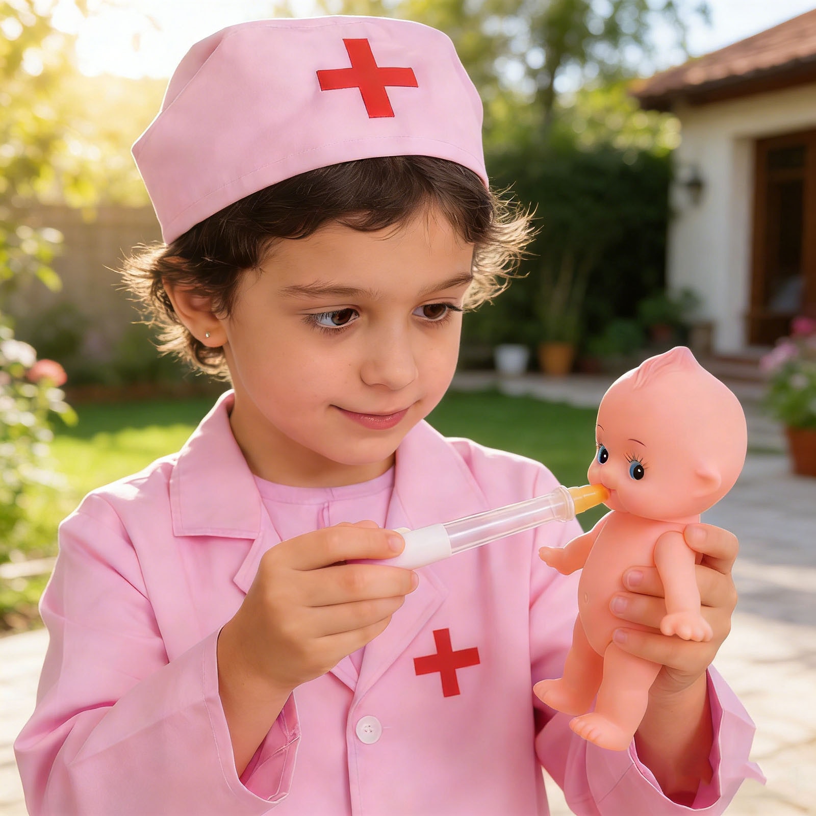 Set joaca doctor, Costum Medic cu Halat Roz, pentru copii peste 3 ani ...