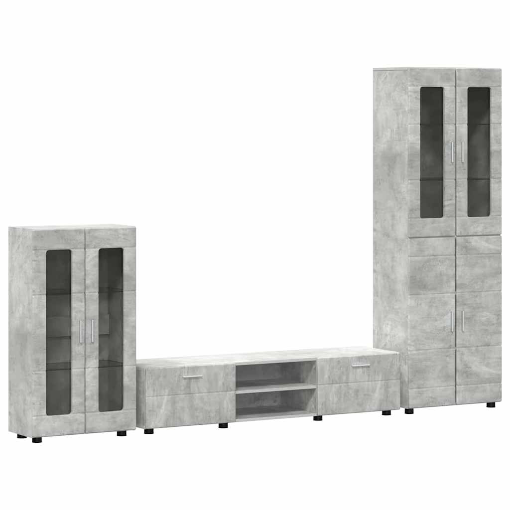 Set comoda TV cu sertar vidaXL, cu raft Gri din beton Lemn compozit ...