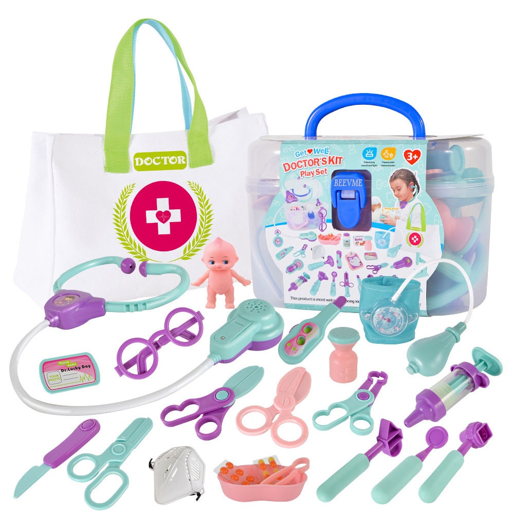 Set joaca doctor BEEVME, 23 piese, sunete si lumini, pentru copii 3-7 ...