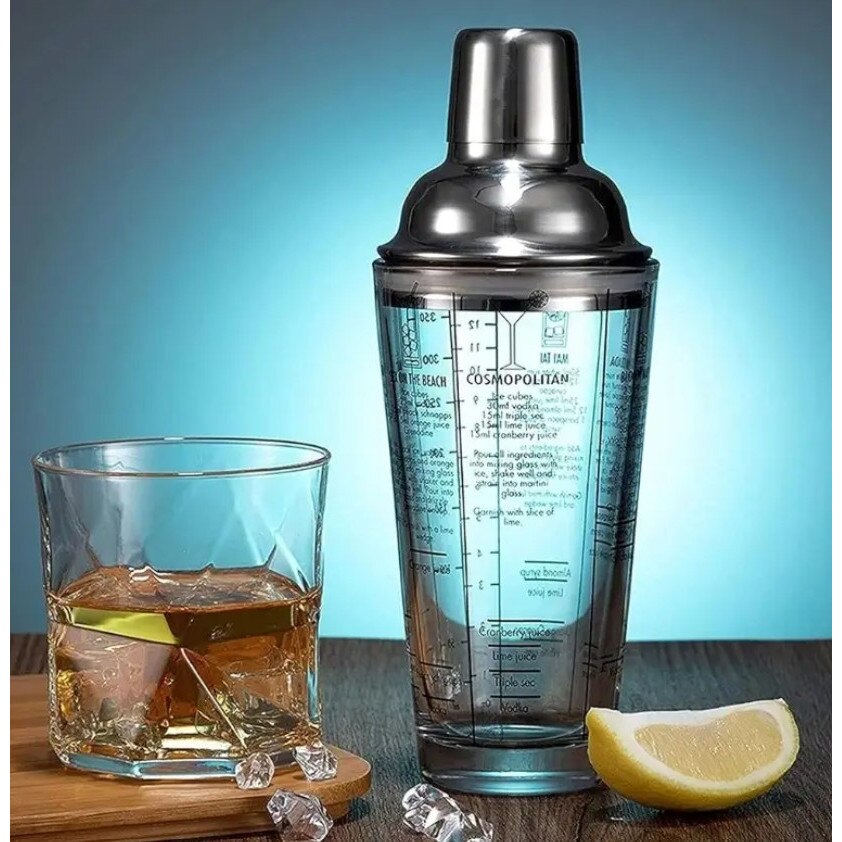 Shaker din sticla, pentru cocktail, capac din otel inoxidabil, SyaMAG ...