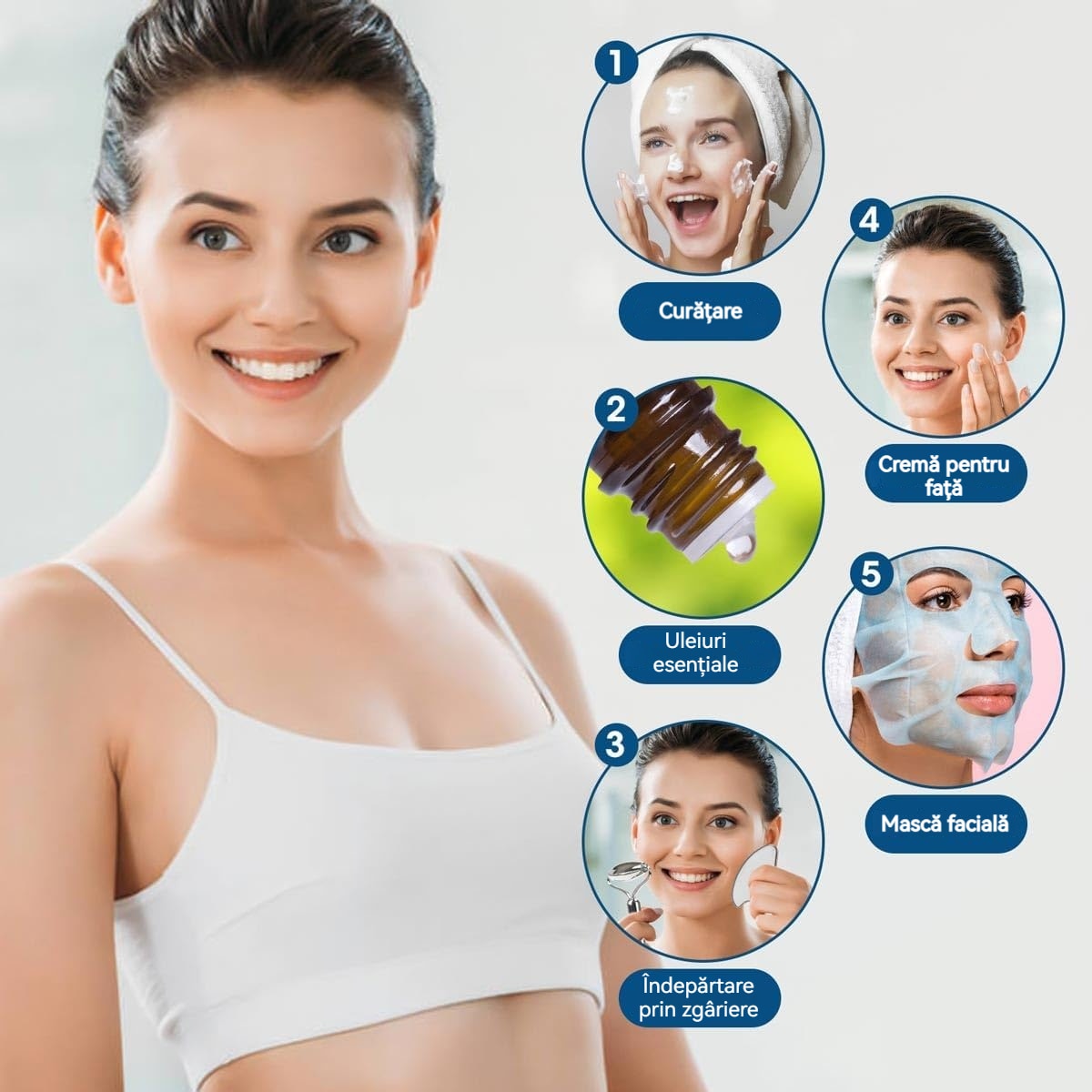 Set Rola si Gua Sha, YSBER®, Masaj Facial, aparat drenaj limfatic ...