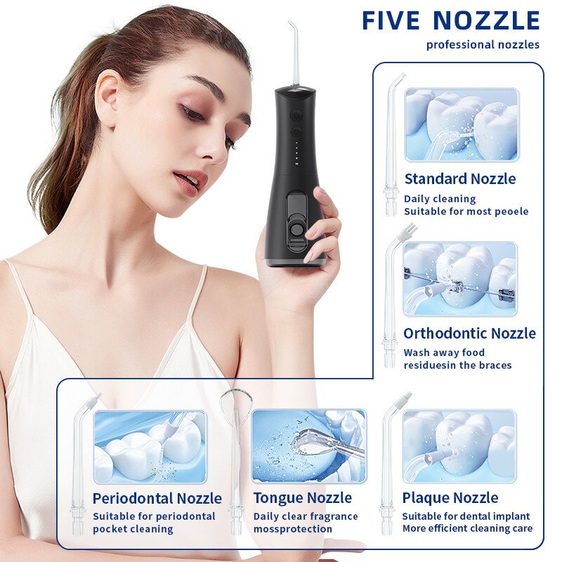 Irigator oral electric, portabil, 4 moduri de curatare, jet de apa ...