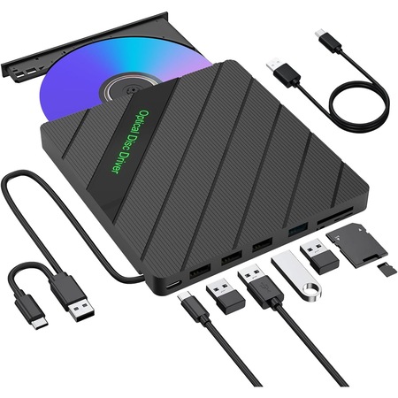 Unitate externă CD/DVD portabilă, neagră, USB 3.0, 15, 5x14, 3x2, 3cm ...