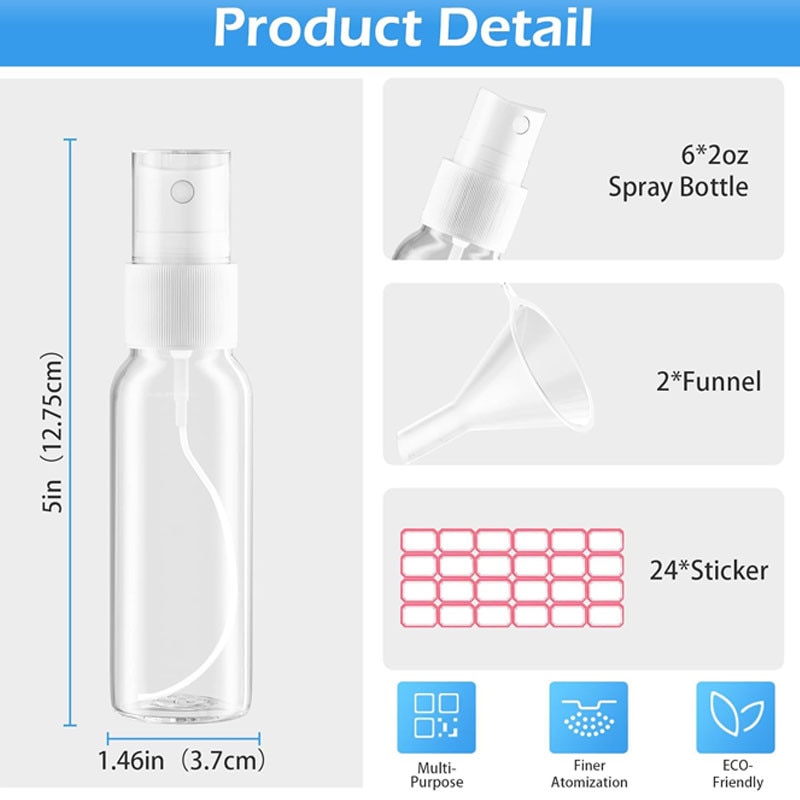 Set de sase sticle cu pulverizator, 30 ml, Rezistente la raze UV ...