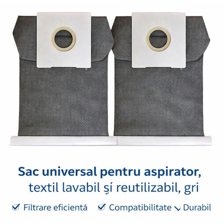 Set 2 Saci universali pentru aspirator, textil lavabil si reutilizabil ...