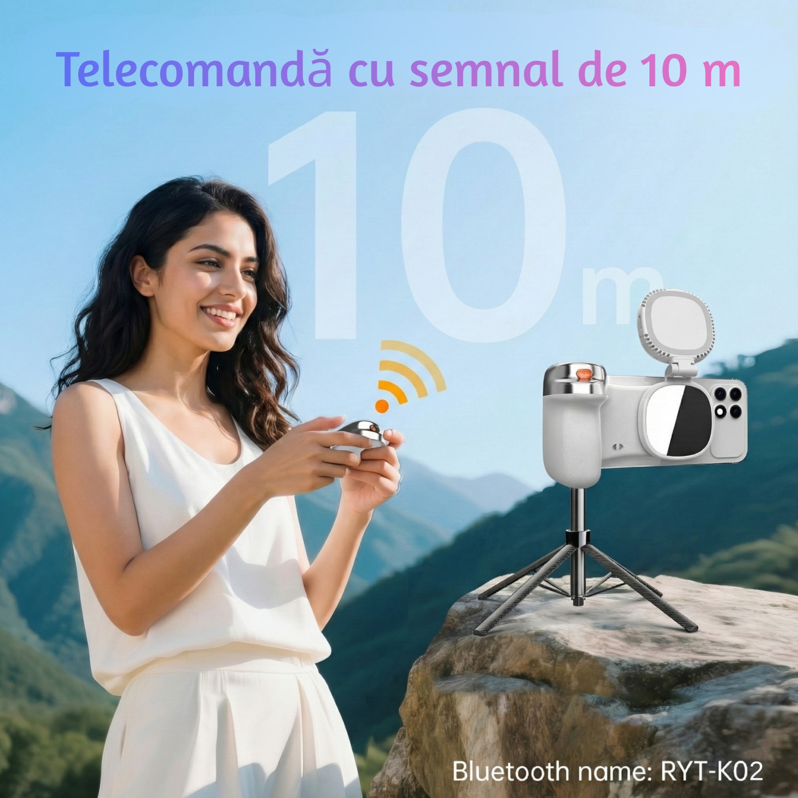 Set kit vlog vlogging 2 piese pentru smartphone, MOWO K02 K10, Grip ...