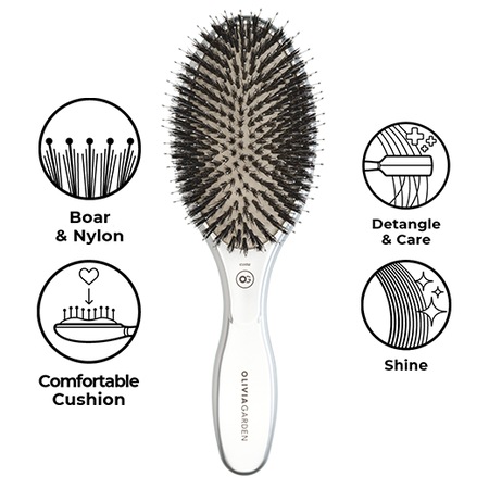 Olivia Garden - Perie Expert Care Oval Boar&Nylon Silver - eMAG.ro