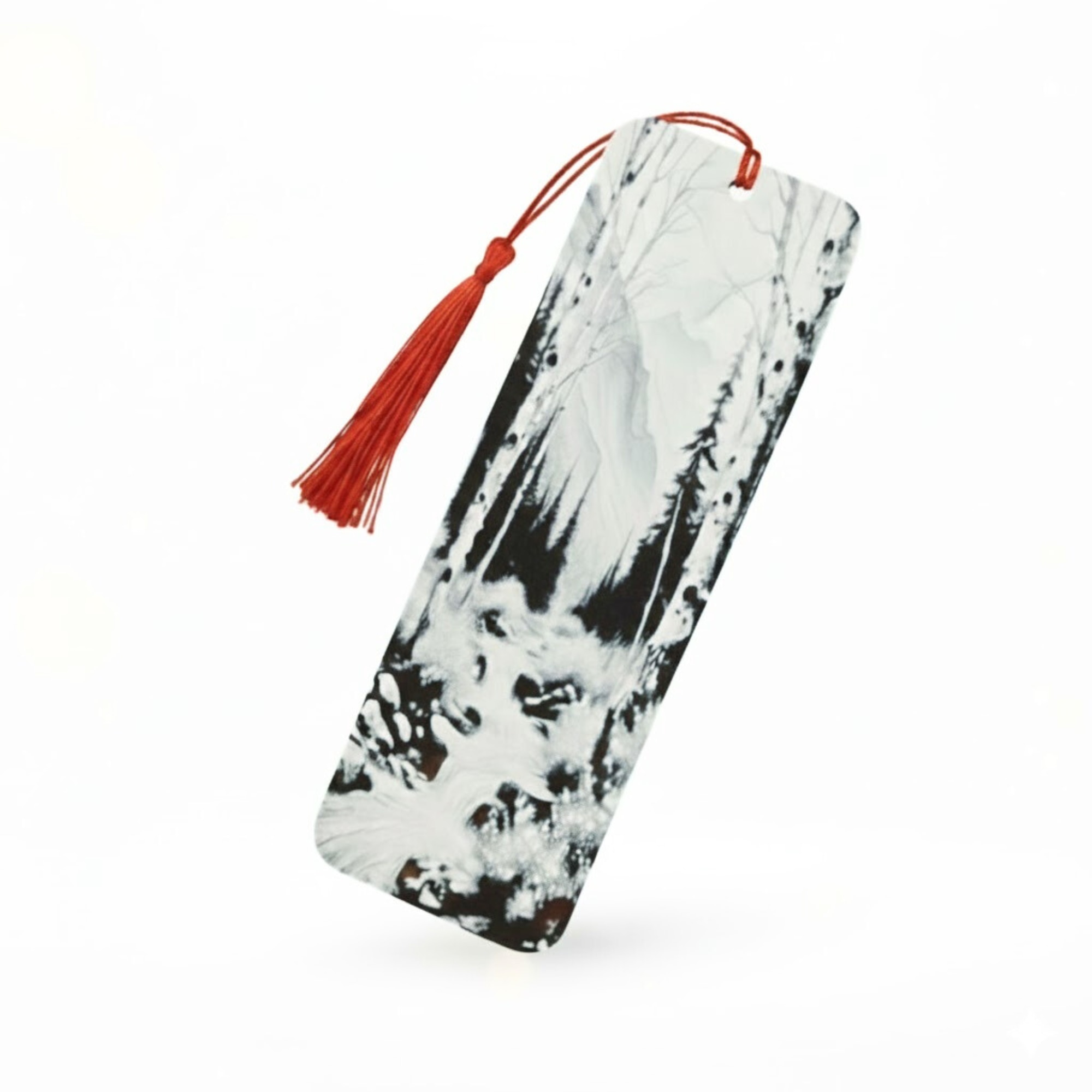 Semn de carte imprimat 3D - cu peisaj de iarna si ciucure rosu - eMAG.ro