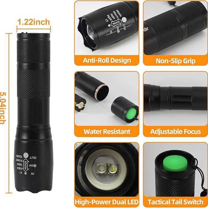 Lanterna LED T6 din Aluminiu 2 In 1, Lumina Alba + UV 395 nm, Mini ...