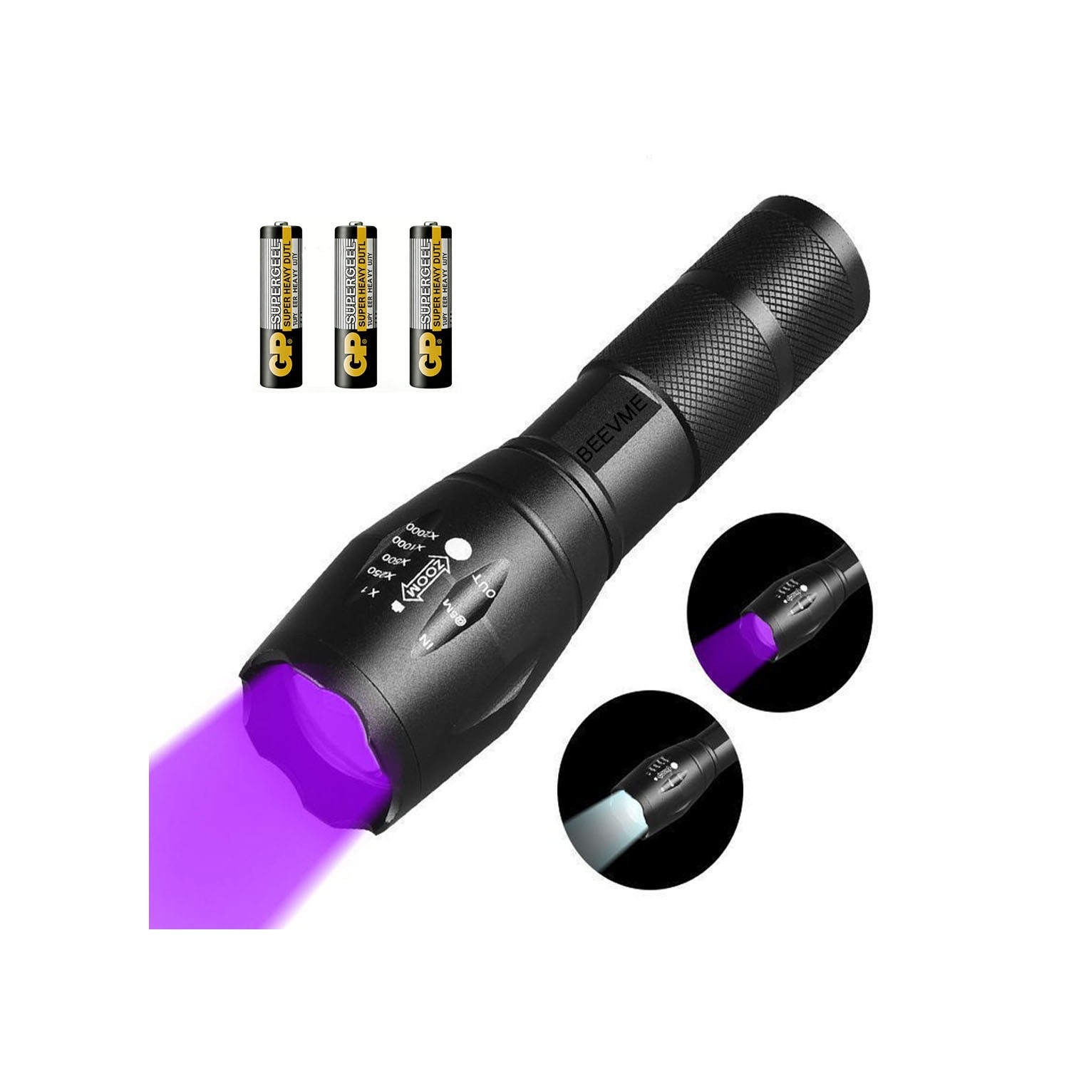 Lanterna LED T6 din Aluminiu 2 In 1, Lumina Alba + UV 395 nm, Mini ...