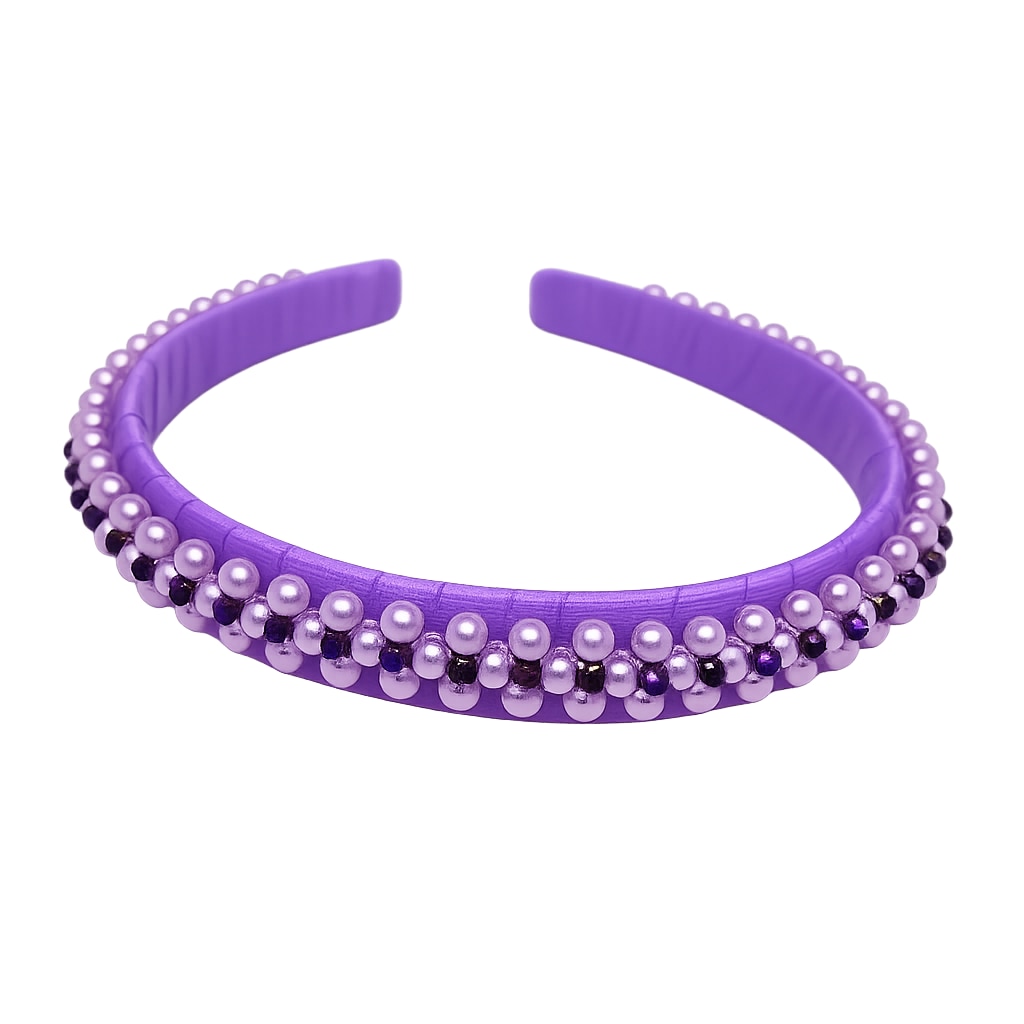 Coronita par cu perle cusute manual, mov, Amma Design - eMAG.ro