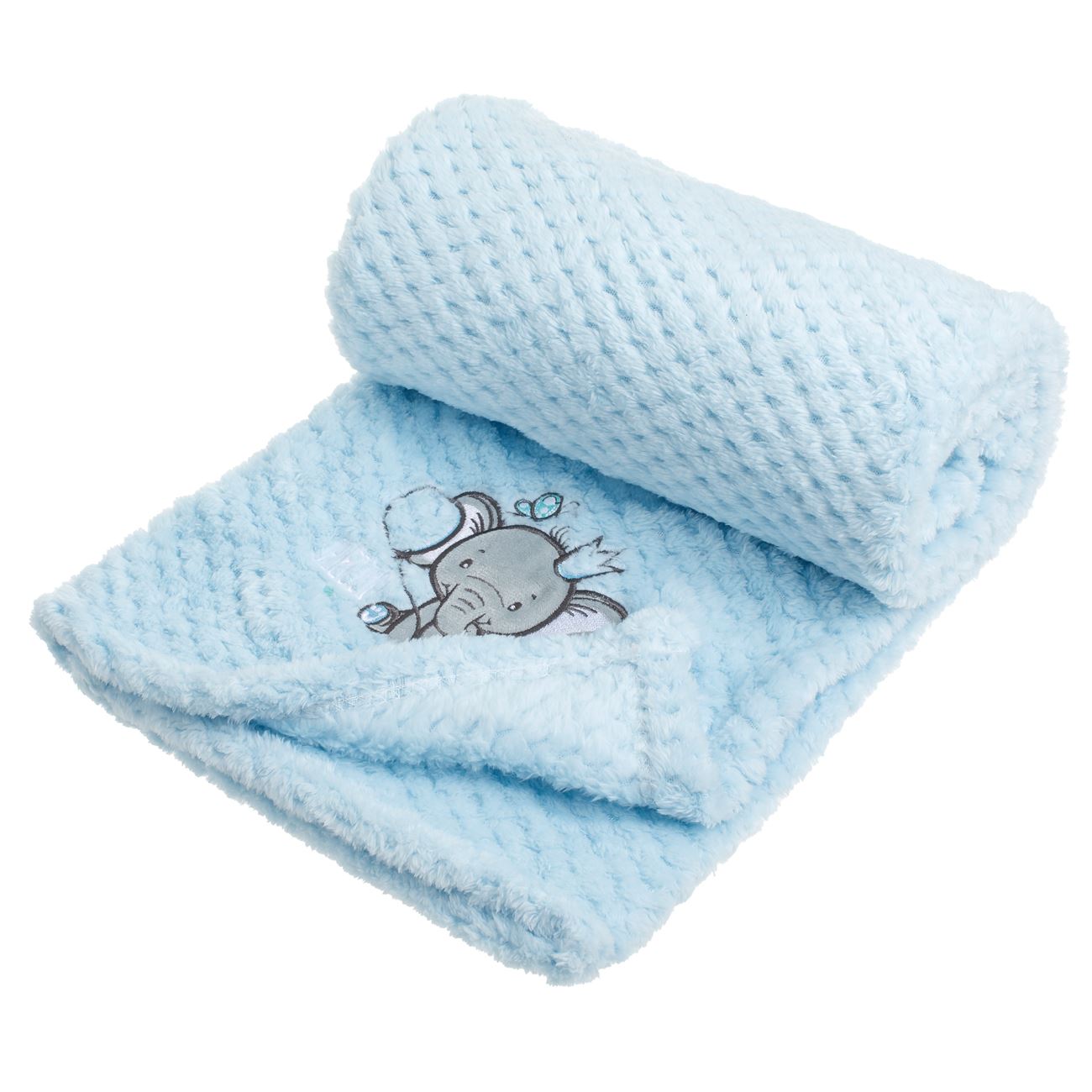 Patura Bebe Catifelata Ciel cu Model Pop Corn & Elefant Brodat pentru ...