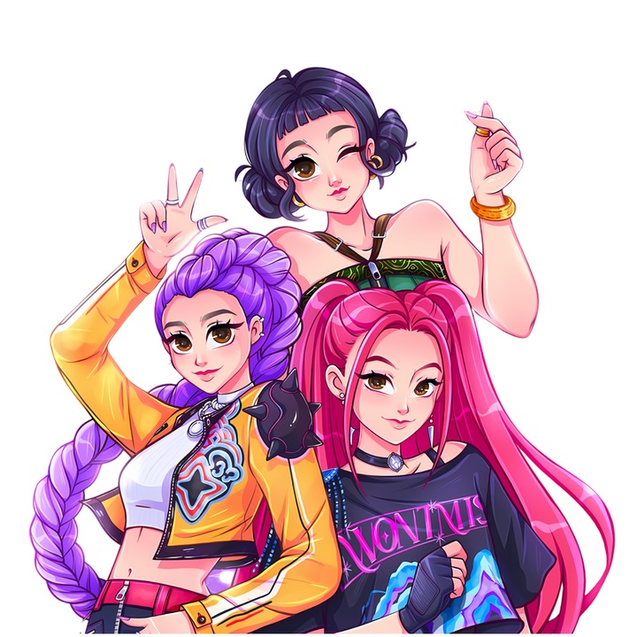 Sticker K POP Demon Hunters Huntrix, UV DTF, 10x 10 cm, 2 bucati - eMAG.ro