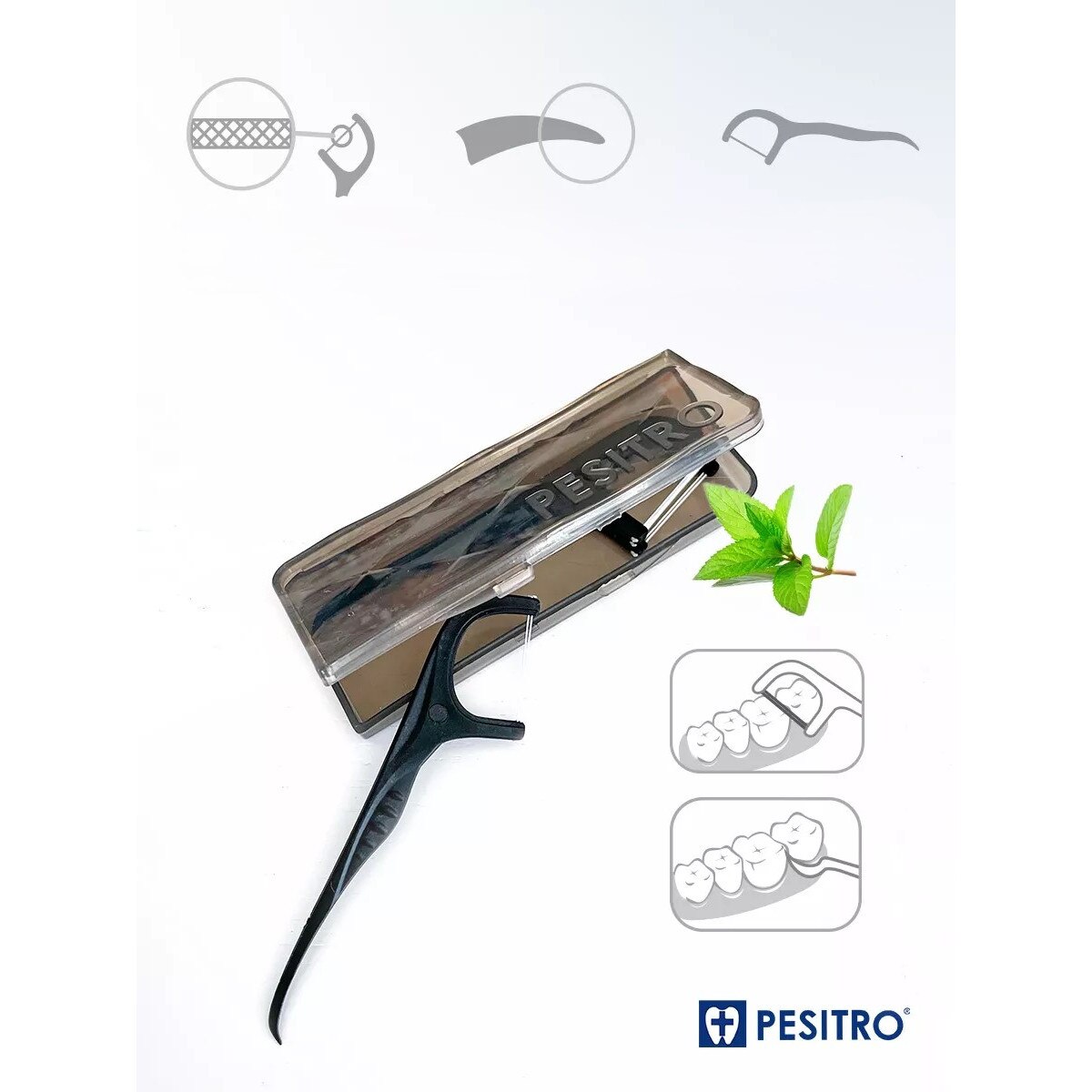 Scobitoare cu ata dentara cu suport Pesitro Double Clean Floss – 100 ...