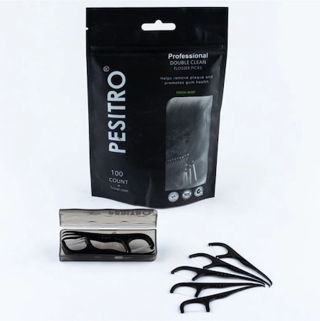 Scobitoare cu ata dentara cu suport Pesitro Double Clean Floss – 100 ...