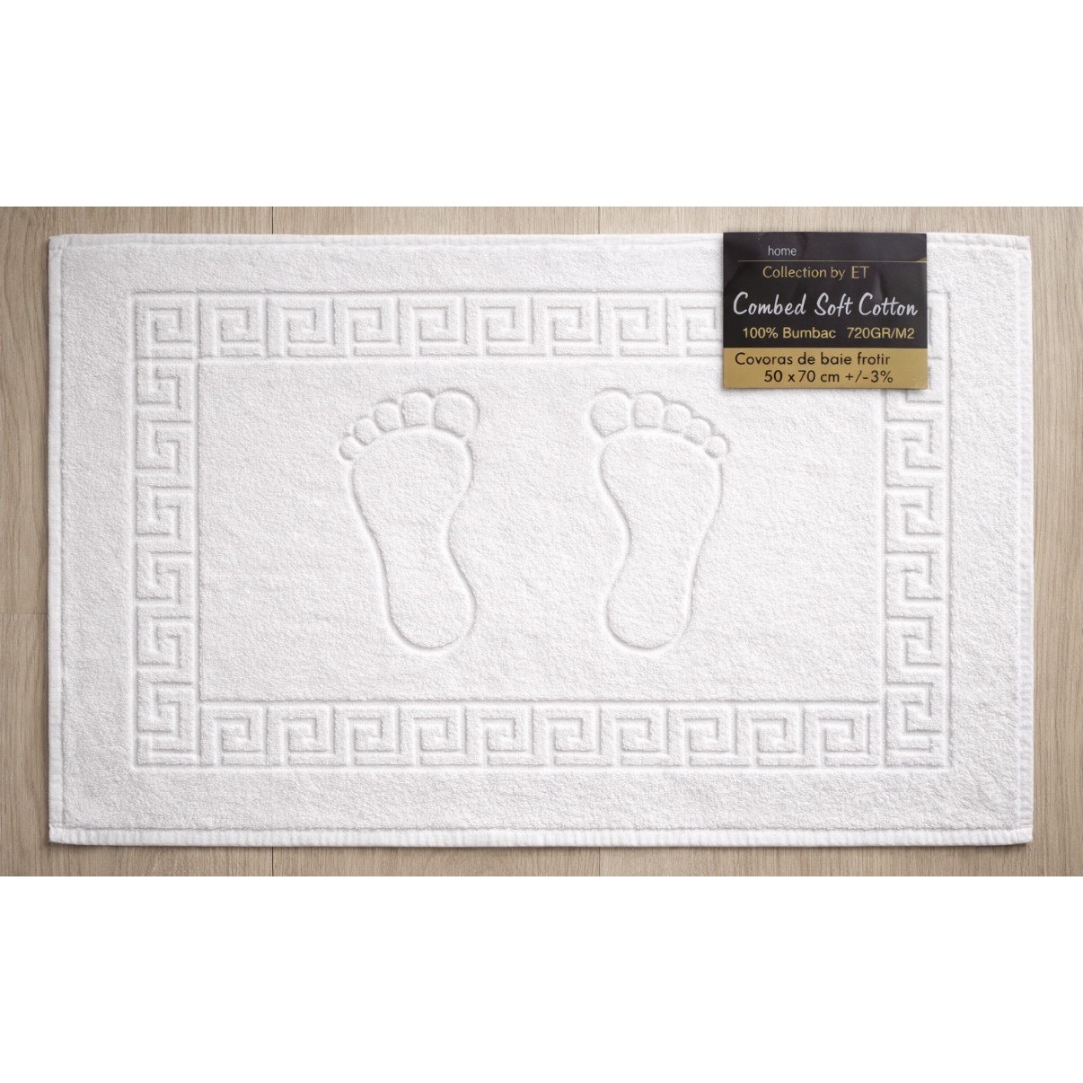 Covoras baie hotelier Greek Foot, 50×70 cm, Alb, bumbac, OEKO-TEX hotel ...