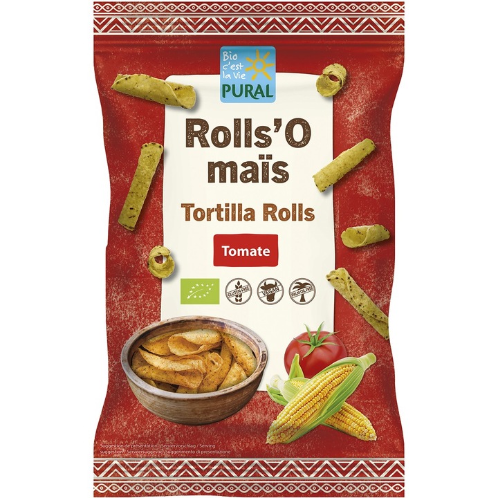 Tortilla rolls din porumb cu rosii, fara gluten bio, 125g - eMAG.ro