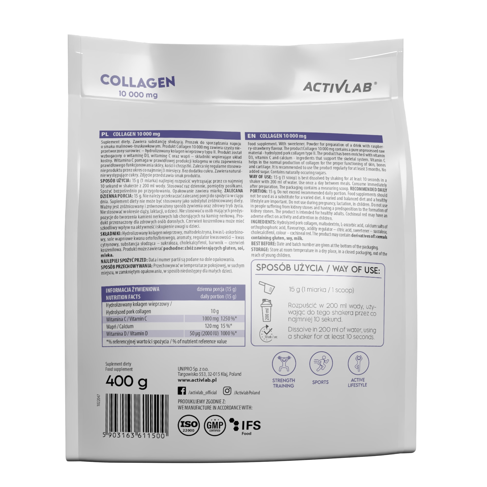 Activlab Collagen 10 000 mg – colagen hidrolizat tip II cu vitamina C ...