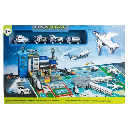 Pista Aeroport cu 1 Avion de Jucarie si 4 Vehicule, Turn de Control si ...