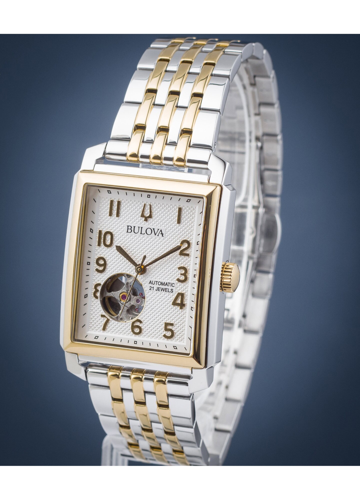 Ceas bărbați Bulova, Classic Sutton Open-Heart, argintiu-auriu ...