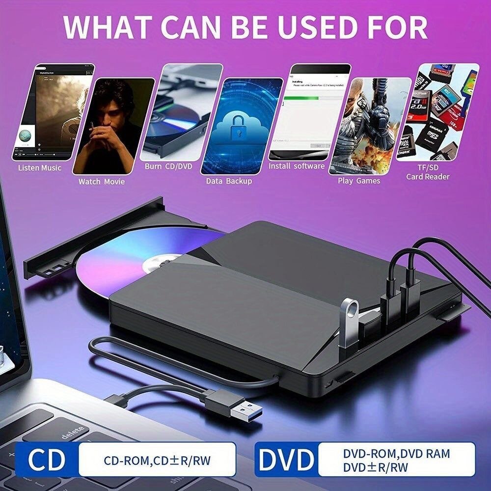 Unitate optica externa, ultra-subtire, suport M-DISC, compatibila USB ...