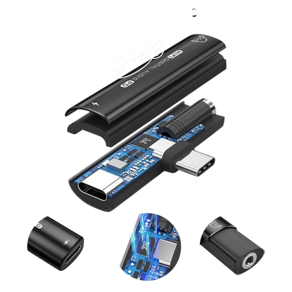 Adaptor audio si incarcare USB-C la Jack 3.5mm, incarcare rapida 60W ...