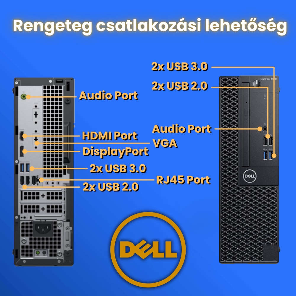 Dell OptiPlex számítógép i5-8500, 32GB memória, 1000GB SSD, Billentyűzet, Egér, Windows 11 Pro ...
