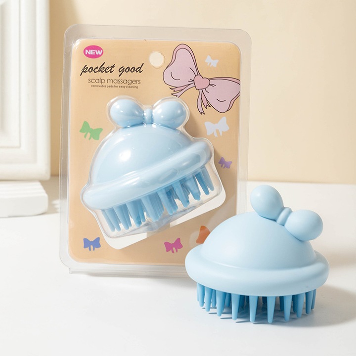 Perie silicon pentru par copii si masaj scalp, perie de baie pentru ...