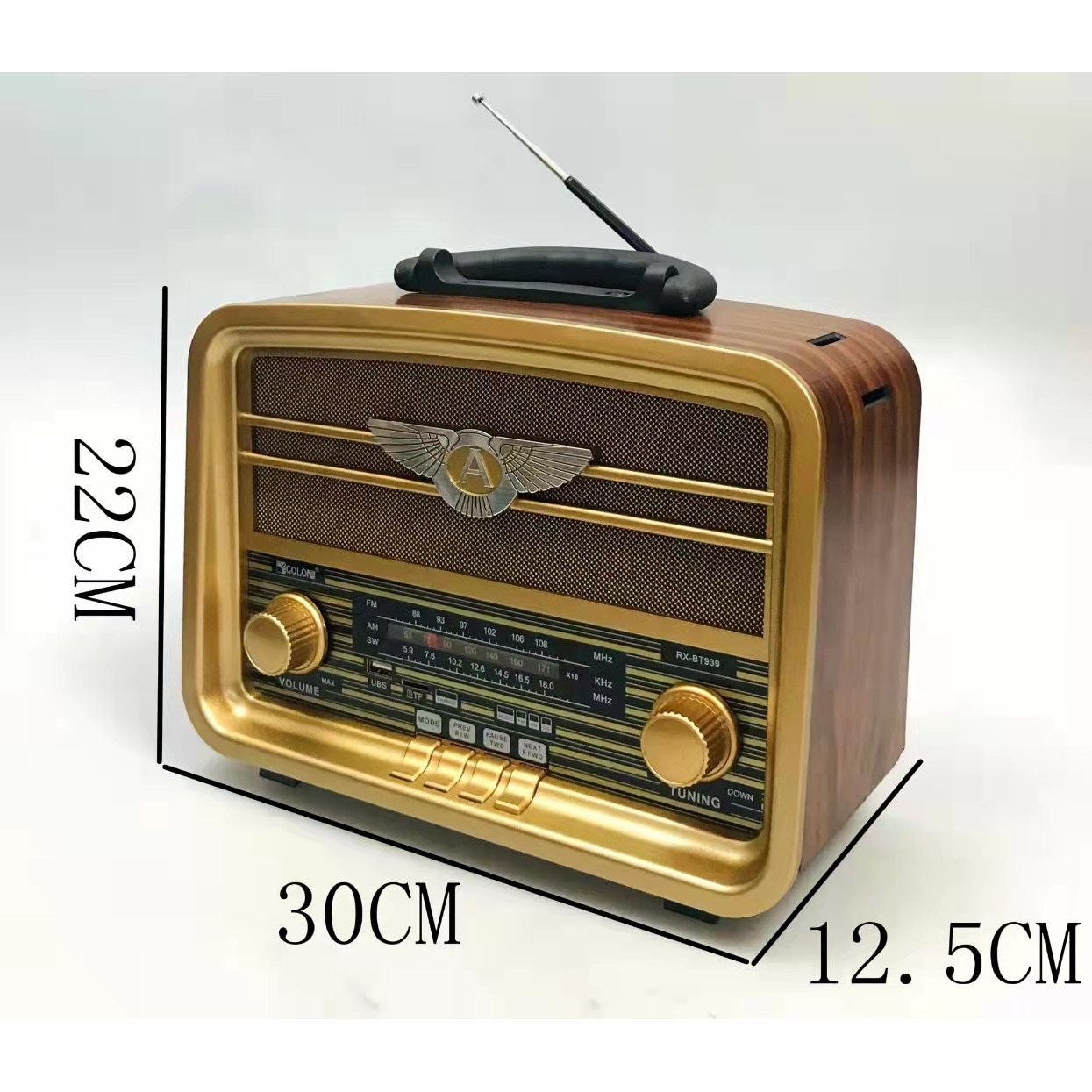 Radio portabil Elworld KK-222BT retro 3 benzi, Bluetooth, player MP3 ...
