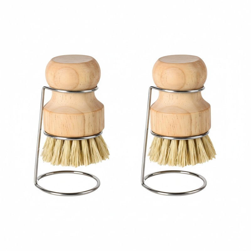 Set 2 perii de curatare din sisal natural cu suport inox 8x5.5cm - eMAG.ro